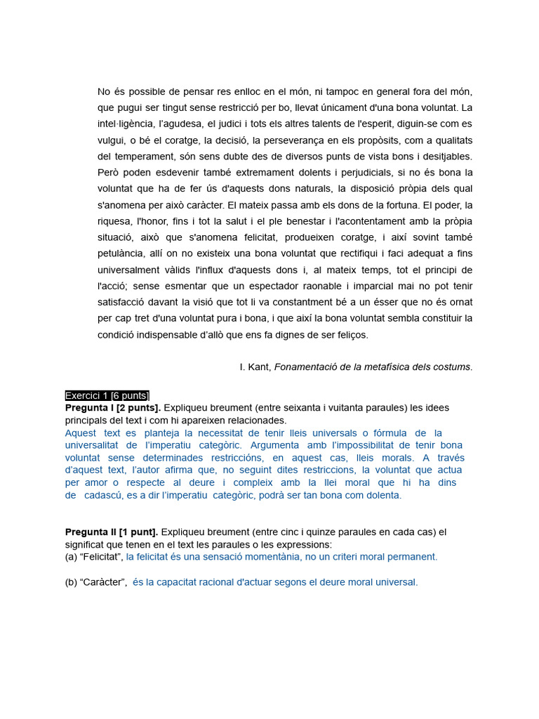 Comentari de Text Kant | PDF