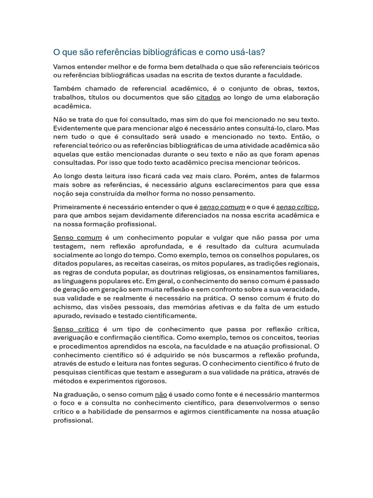 Referências Bibliográficas - O Que São e Como Usá-Las | PDF | Science | Conhecimento