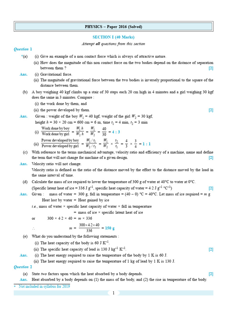 Solved Physics Paper 2016 Analysis | PDF | Refraction | Refractive Index