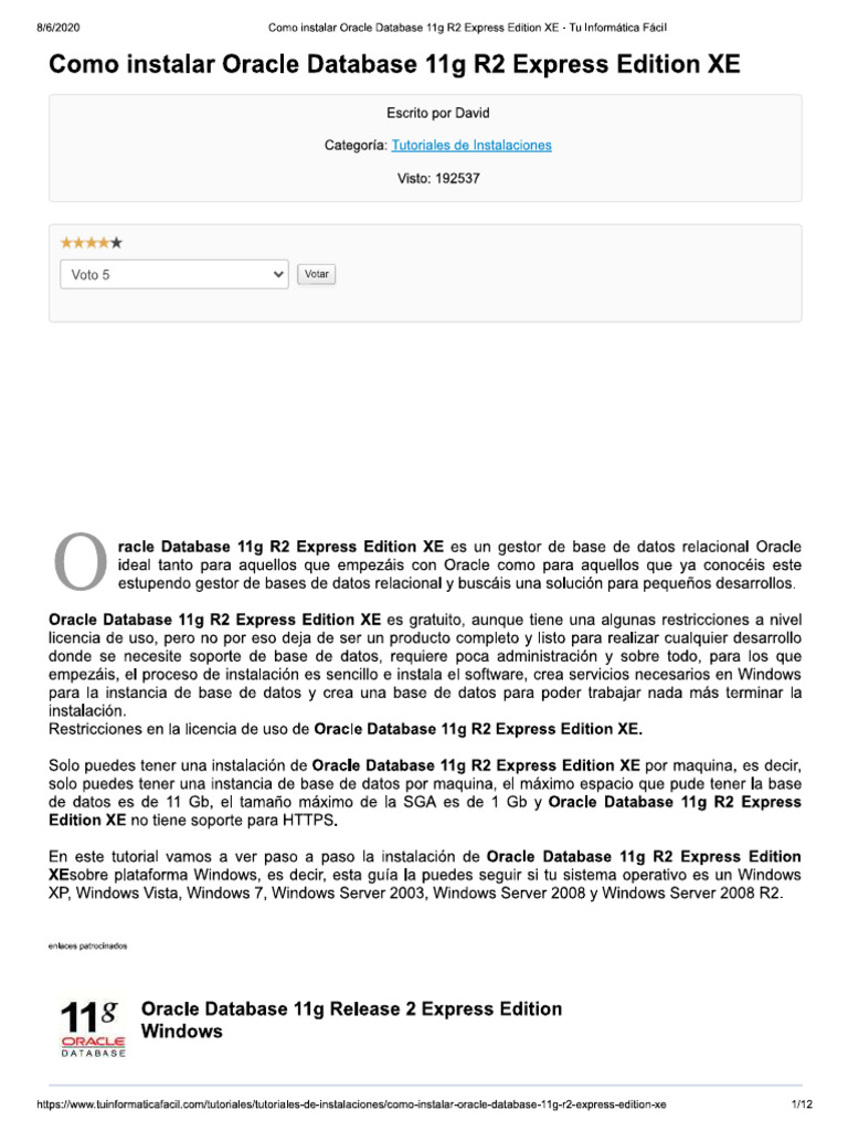 Instalar Oracle | PDF