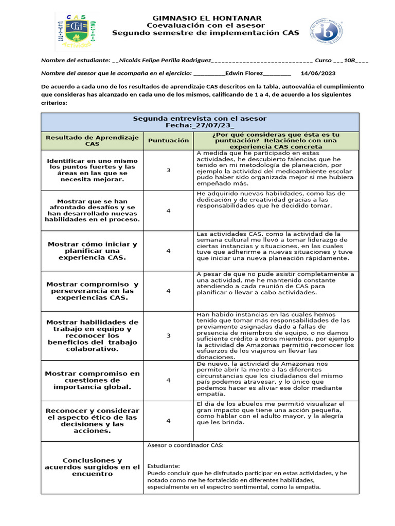 Segunda Entrevista Con El Asesor 2024 | PDF | Planificación | Creatividad
