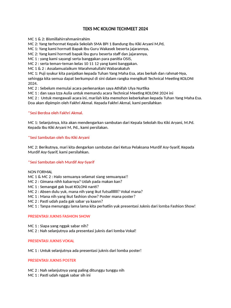 Teks MC Koloni Techmeet 2024 | PDF