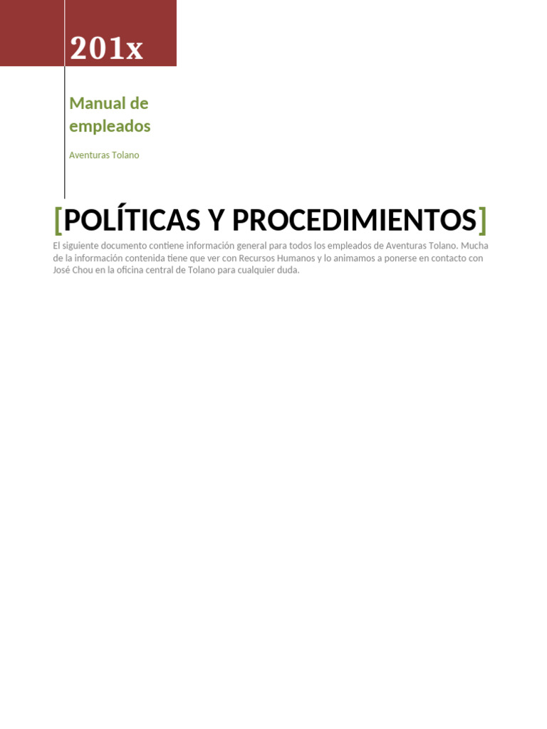 Manual de Empleados de Tolano (Títulos) (Reparado) | PDF | Entorno natural