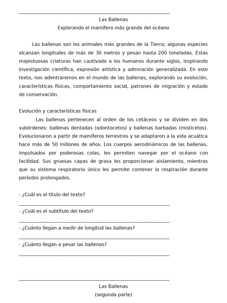 Spanish 0 Animal Acuatic Ballena | PDF | Cetacea | Cetáceos