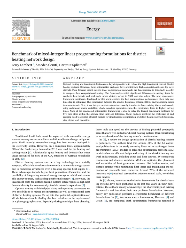 Benchmark of Mixed Integer Linear Programming Formulations For Dis - 2024 - Ener | PDF | Fluid ...