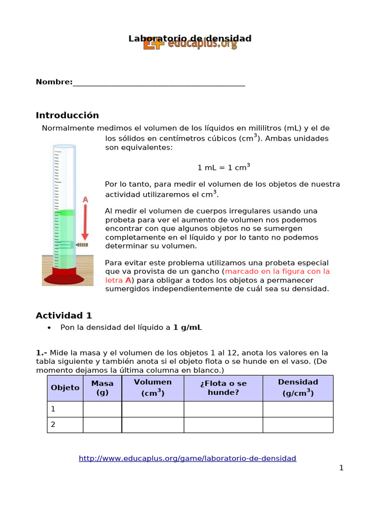 Densidad y Flotabilidad en Objetos | PDF | Densidad | Volumen