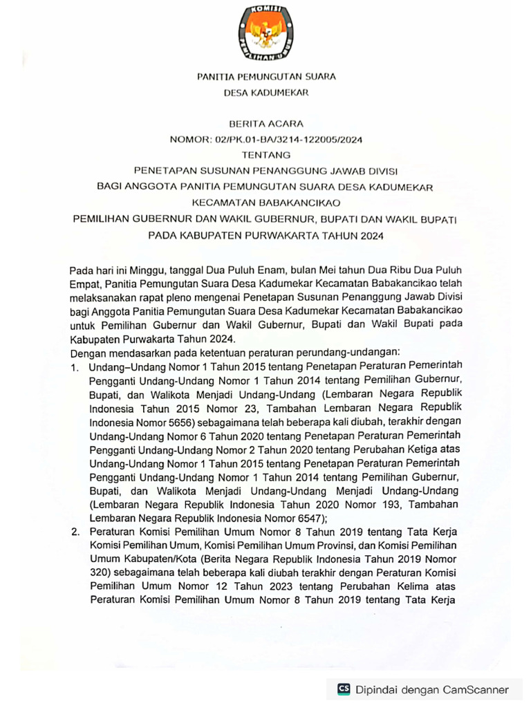 02 Draf Ba Penetapan Ketua Pps Desa Kadumekar | PDF