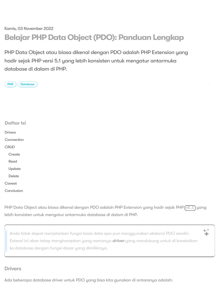 Belajar PHP Data Object (PDO) - Panduan Lengkap - Parsinta | PDF | Karier & Perkembangan ...