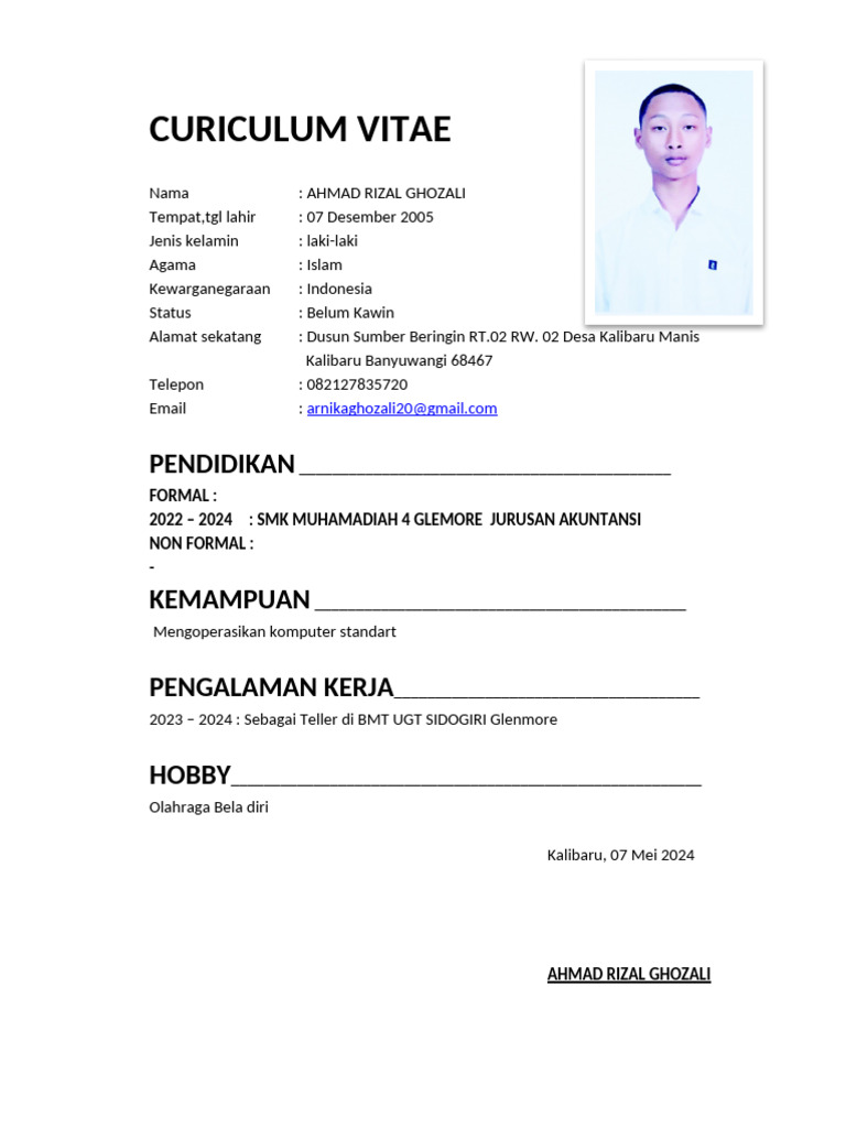 CV Ahmad | PDF | Karier & Perkembangan