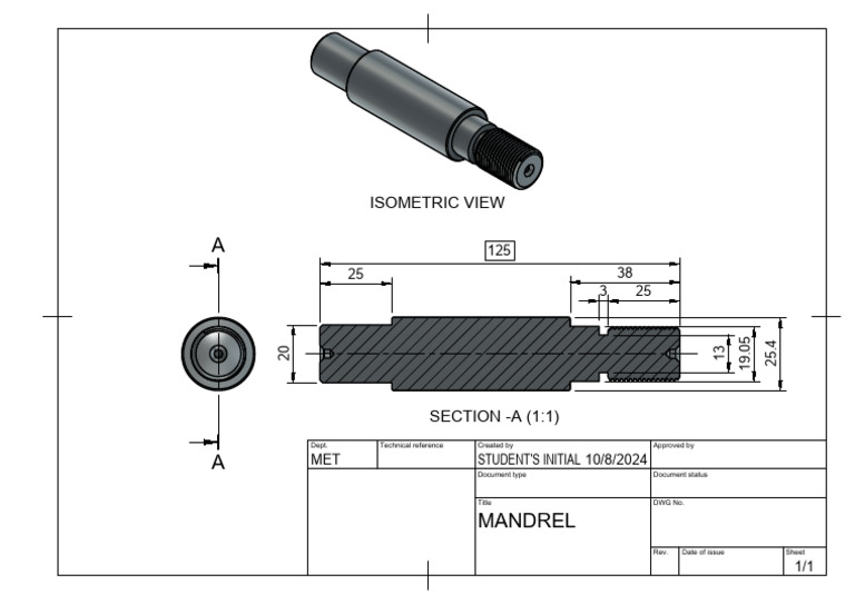 MANDREL Drawing v1 | PDF