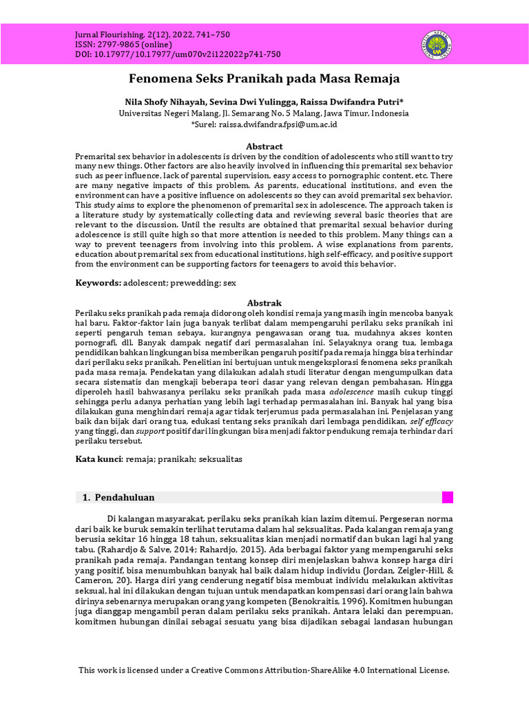 Fenomena Seks Pranikah Pada Masa Remaja | PDF