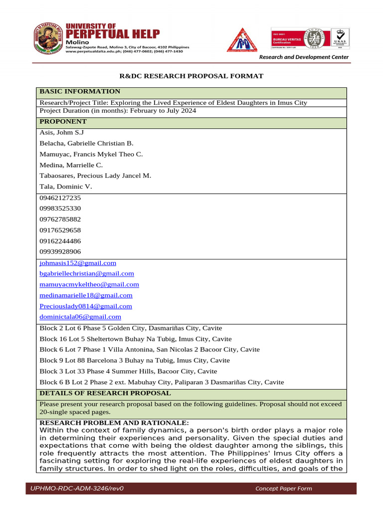 RDC Format For Research Proposal | PDF | Qualitative Research | Sibling