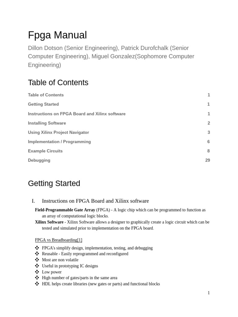 FPGA Manual | PDF | Field Programmable Gate Array | Logic Gate