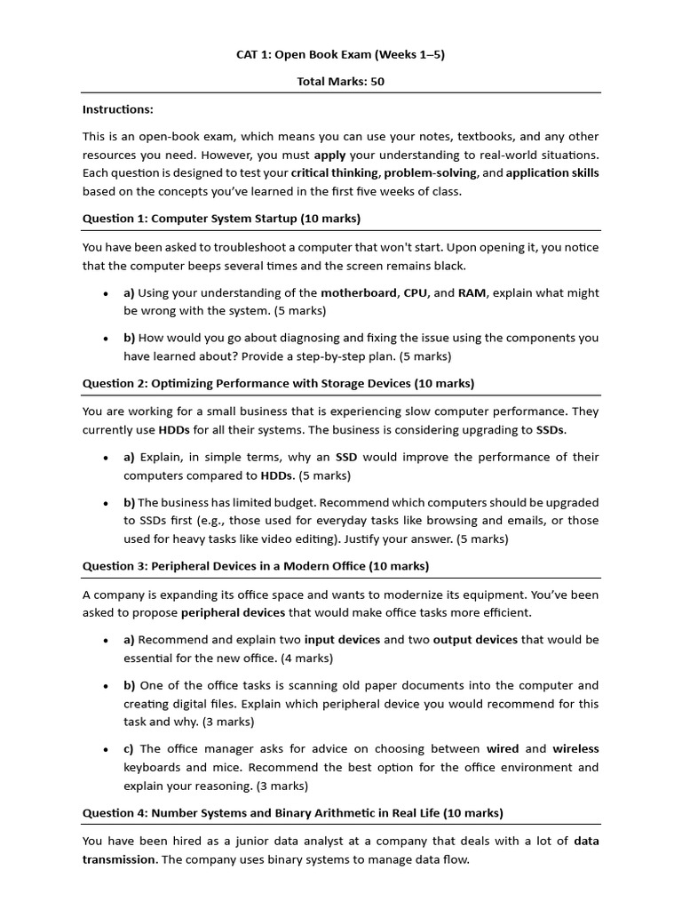 CAT 1 OpenBook | PDF | Solid State Drive | Input/Output