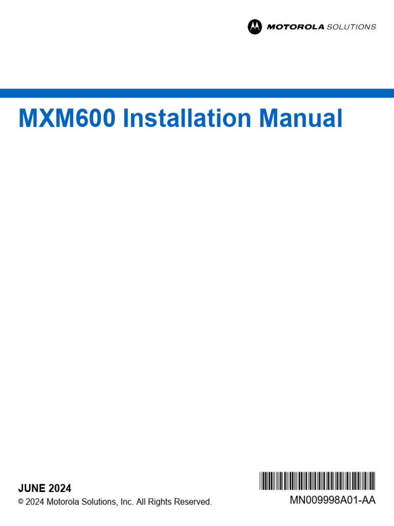 Motorola MXM600 Installation Manual | PDF | Trademark | Copyright