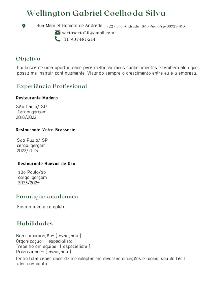 Currículo Gabriel | PDF