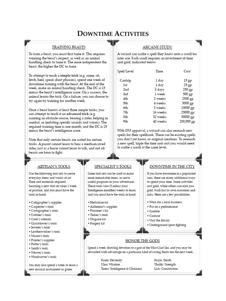 Beast Training and Downtime Guide | PDF