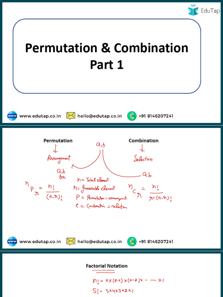 Edu Tap Permutation Combination | PDF | Permutation | Mathematics