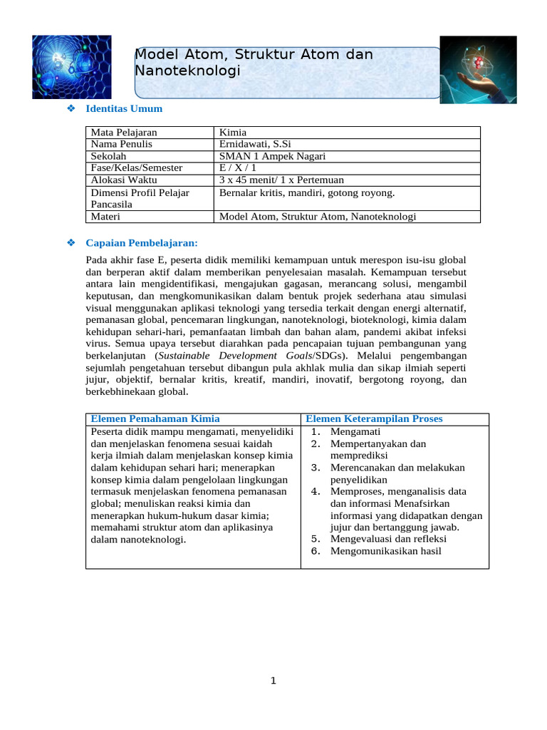 Modul Model Atom, Struktur Atom Dan Nanoteknologi - Fase E | PDF ...