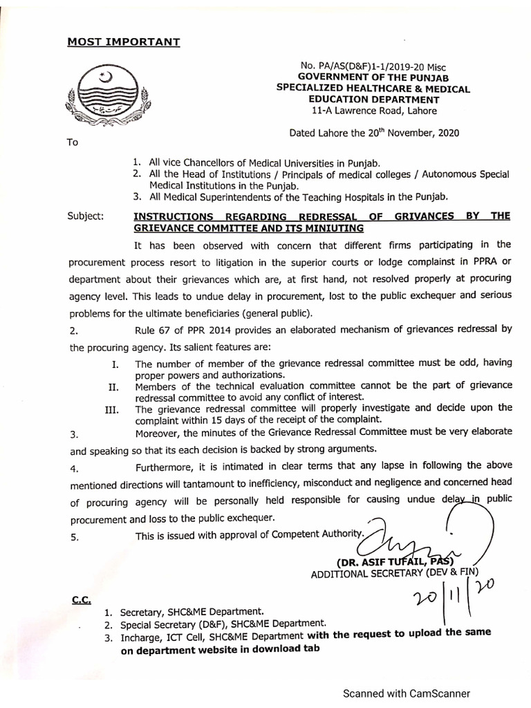 3170instruction Regarding Redressal of Grievance by The Grievance ...