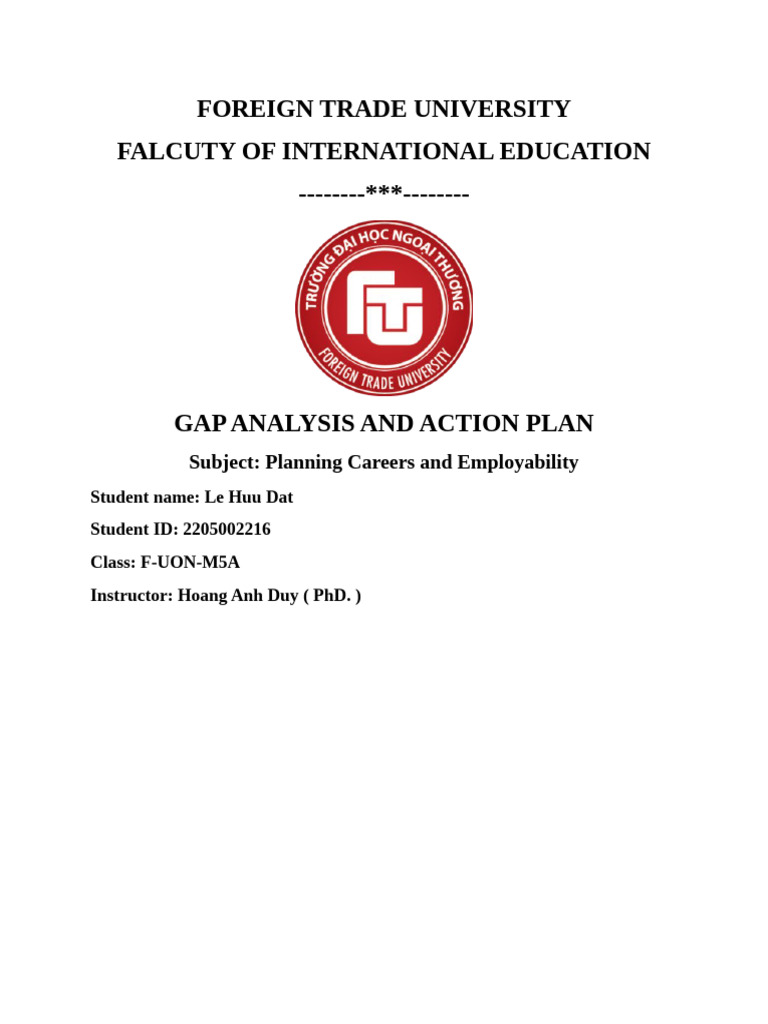 Gap Analysis and Action Plan Le Huu Dat | PDF | Teachers | Pedagogy