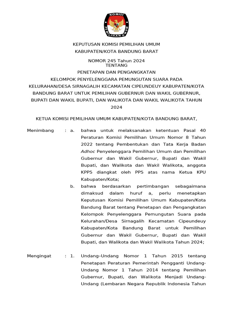 3 SK Pengangkatan KPPS Baru | PDF