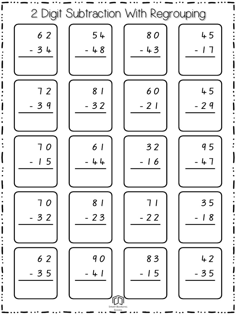 2 Digit Subtraction With Regrouping | PDF