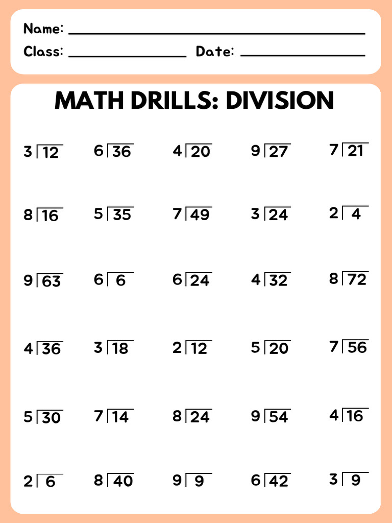 Math Drills Division Worksheet | PDF