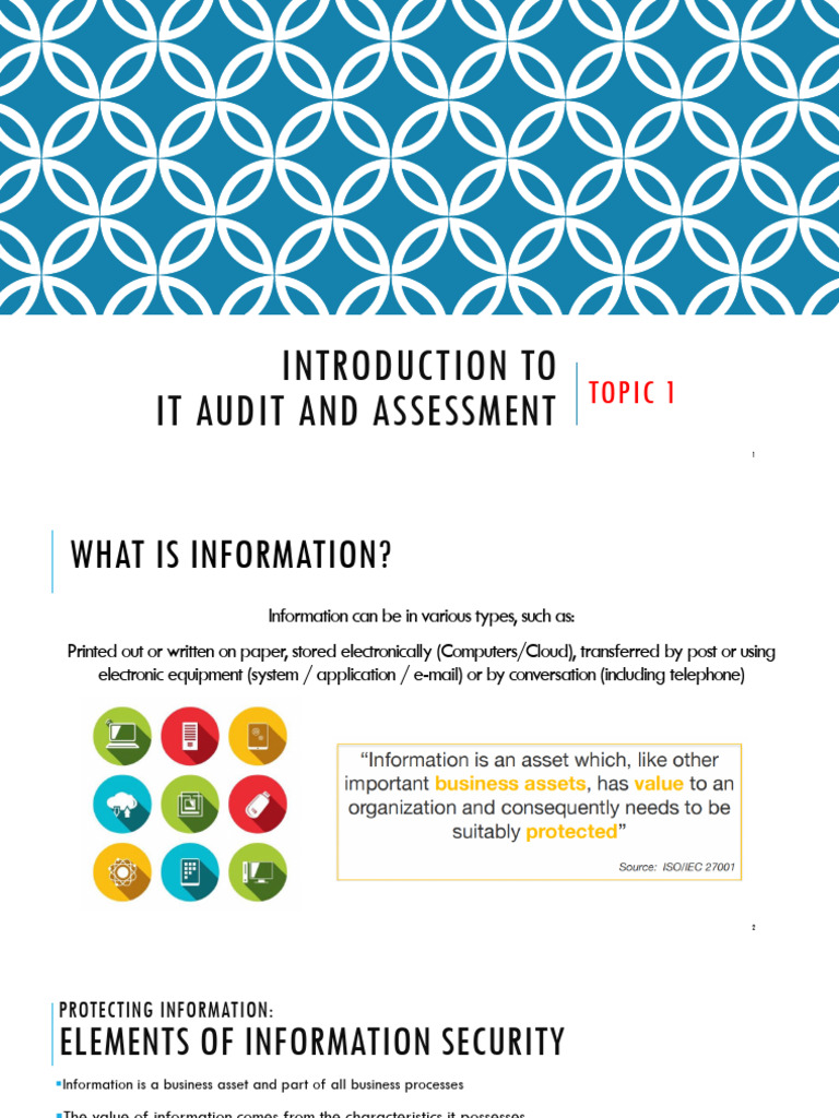1.0 Introduction to IT Security Audit and Assessment | PDF ...