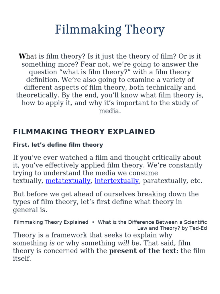 Film Theory | PDF | Theory | Film Theory