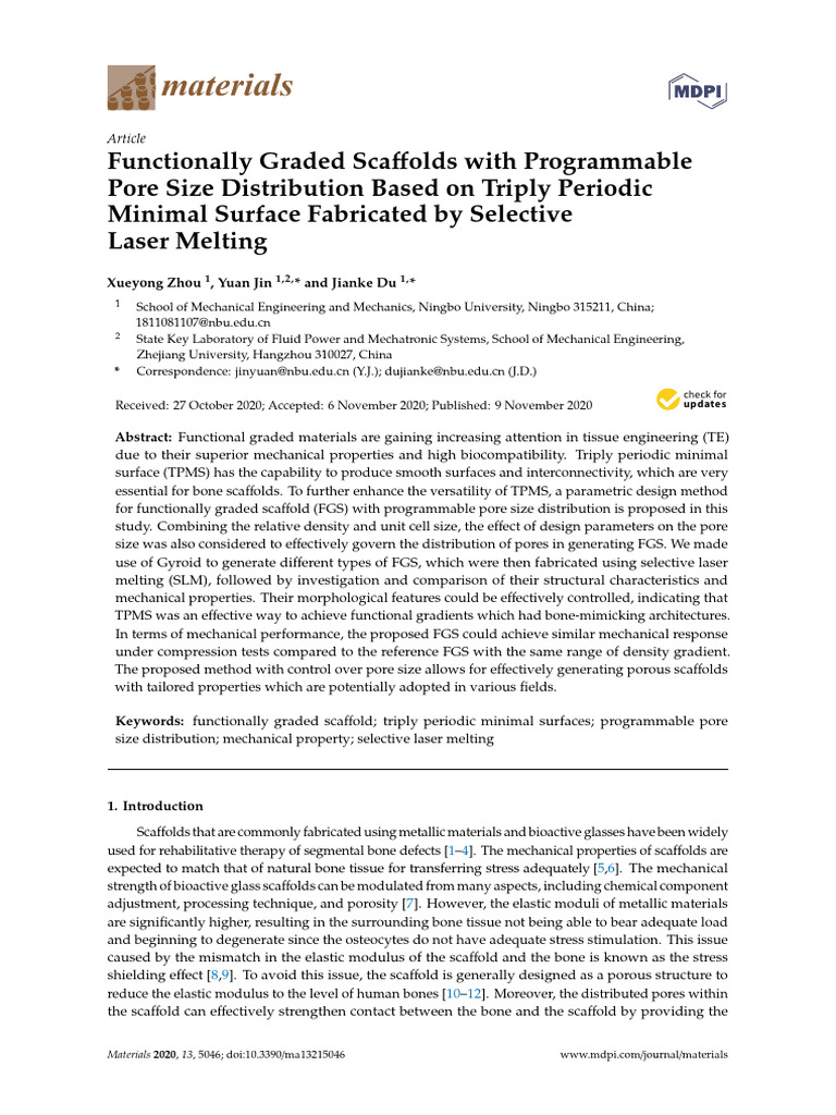 Functionally Graded Sca Olds With Programmable Pore Size Distribution ...