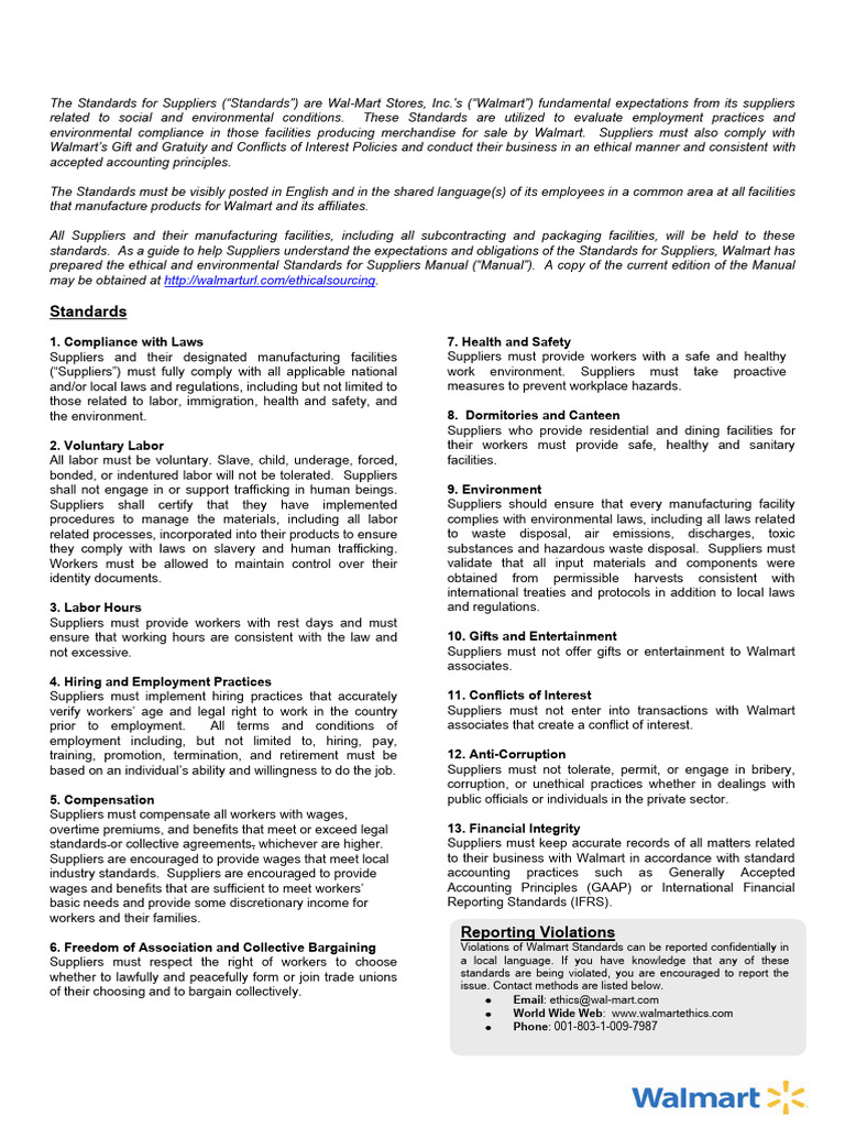 Eitr-Coc-011 - Walmart Code of Conduct | PDF | Employment ...
