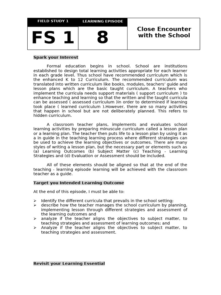 FS1_ep-8 | PDF | Curriculum | Teachers