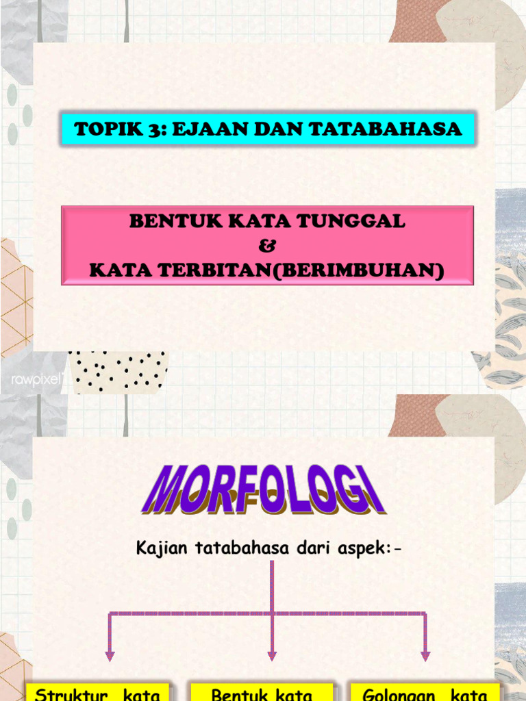 Topik 3 - Bentuk Kata Tunggal & Kata Terbitan | PDF