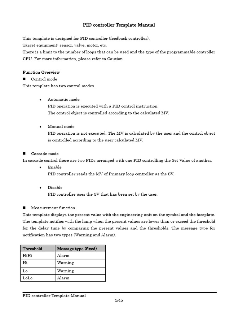 PID Controller Manual & Template | PDF | Parameter (Computer ...