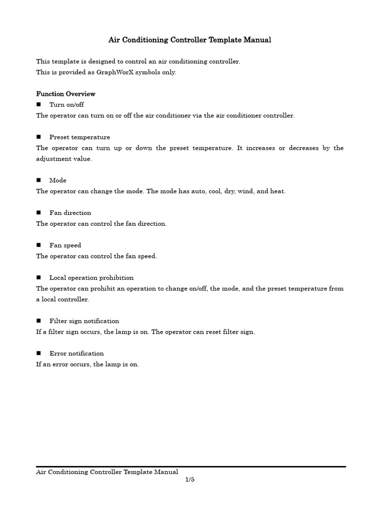 AirConditioningController Template Manual - Bcnp59990484a | PDF | Air Conditioning | Computer ...