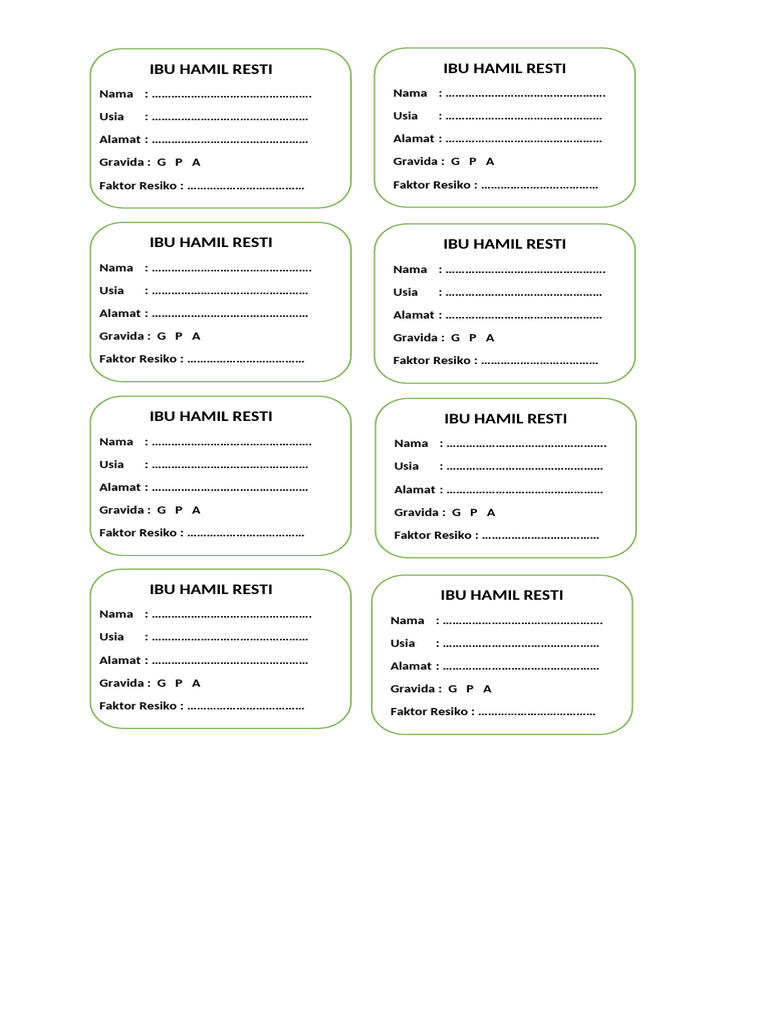 Form Bumil Resti | PDF