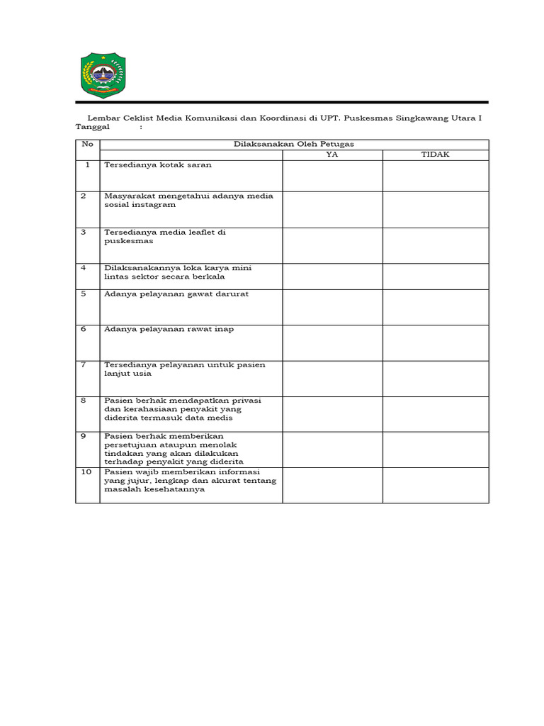 Lembar Ceklis | PDF