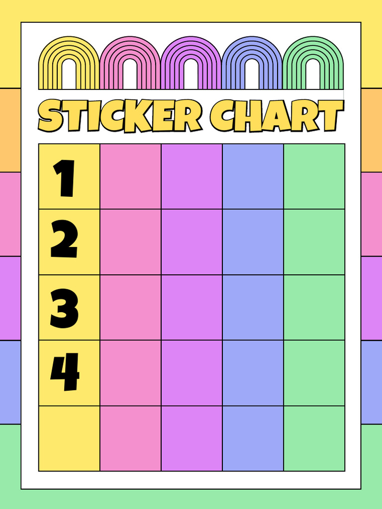 Sticker Chart Document Colorful Arches Grid | PDF
