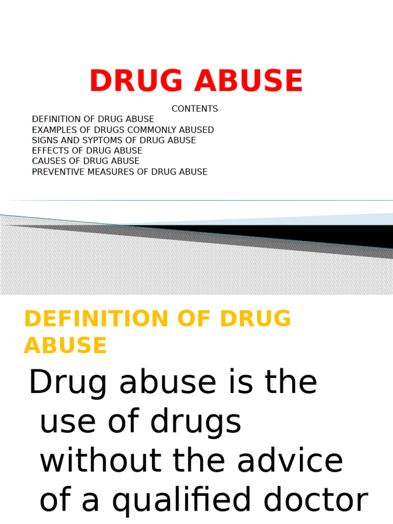 DRUG ABUSE PRESENTATION Research | PDF | Substance Abuse | Drugs