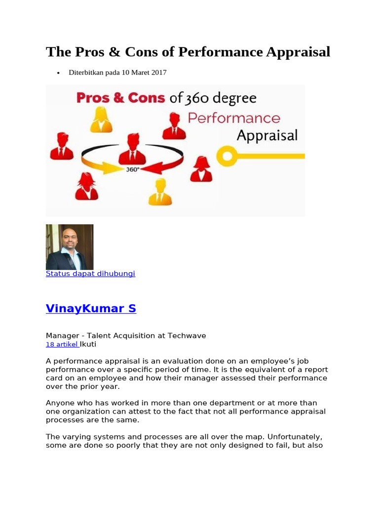 Performance Appraisal Pros Cons | PDF | Performance Appraisal | Human ...