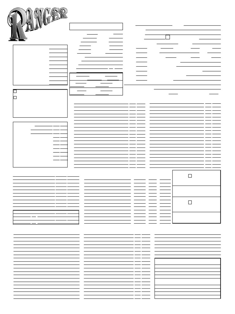 Palladium Fantasy Rpg Character Sheet Ranger Pdf Role Playing Games Role Playing Video 