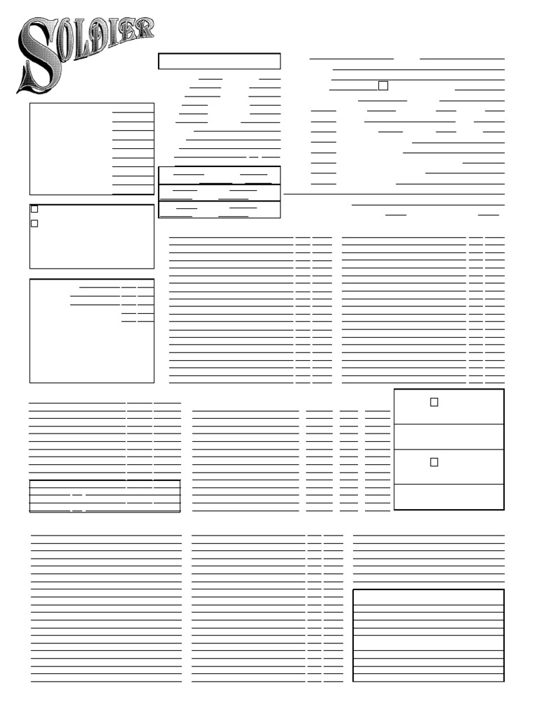 Palladium Fantasy RPG - Character Sheet - Soldier | PDF | Role Playing ...