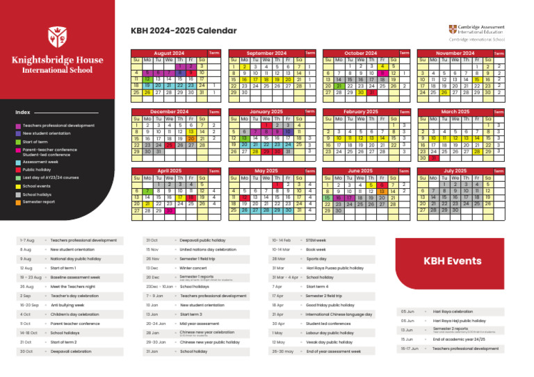 KBH 2024-25 Calendar | PDF | Holidays | Observances