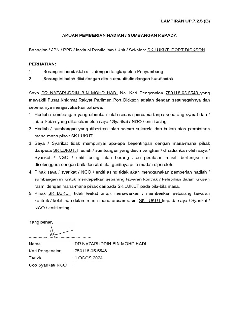 RUJUKAN Lampiran UP.7.2.5 (B) | PDF