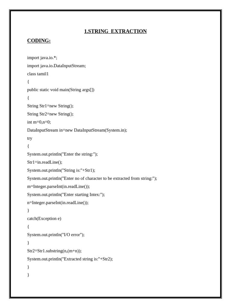 1.string Extraction Coding | PDF | String (Computer Science) | Software Development