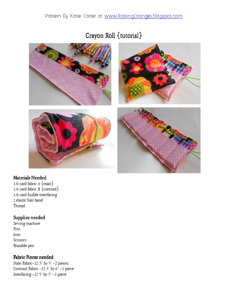 Crayon Roll (Pattern and Tutorial) | PDF | Seam (Sewing) | Sewing