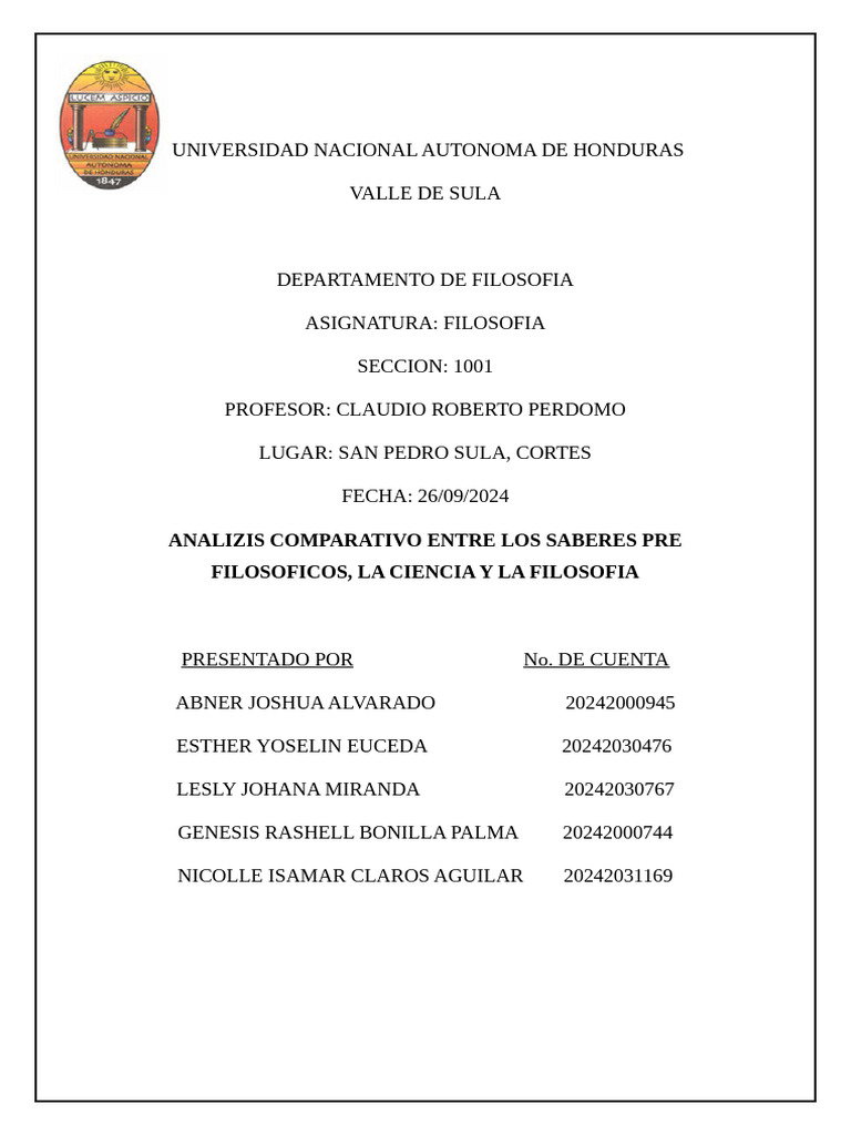 Análisis Comparativo de Saberes Filosóficos | PDF | Science
