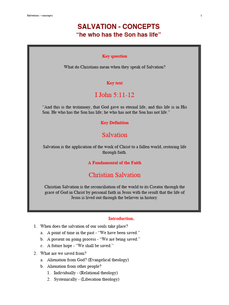 701 Salvation Concepts | PDF | Predestination | Justification (Theology)