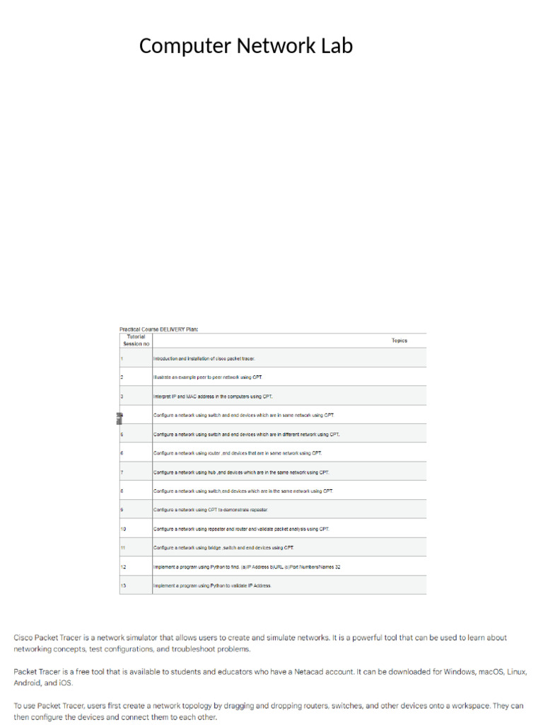 Computer Network Lab | PDF | Computers
